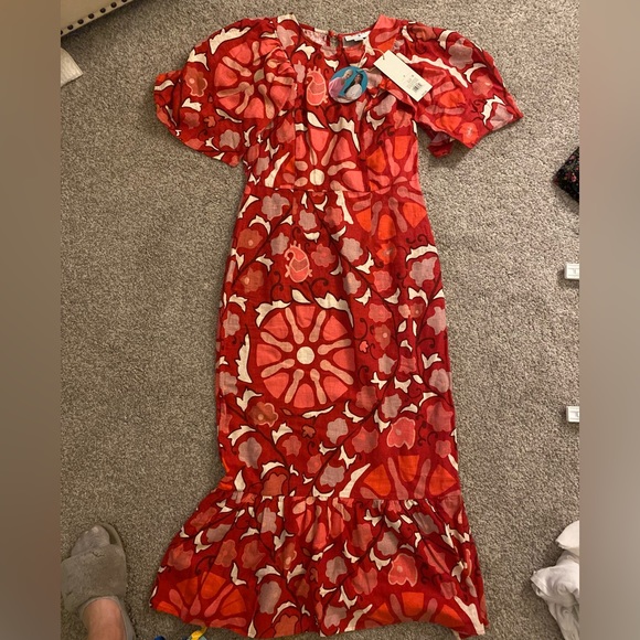 RHODE | Dresses | Rhode X Target Zinnia Floral Print Bell Sleeve Midi ...